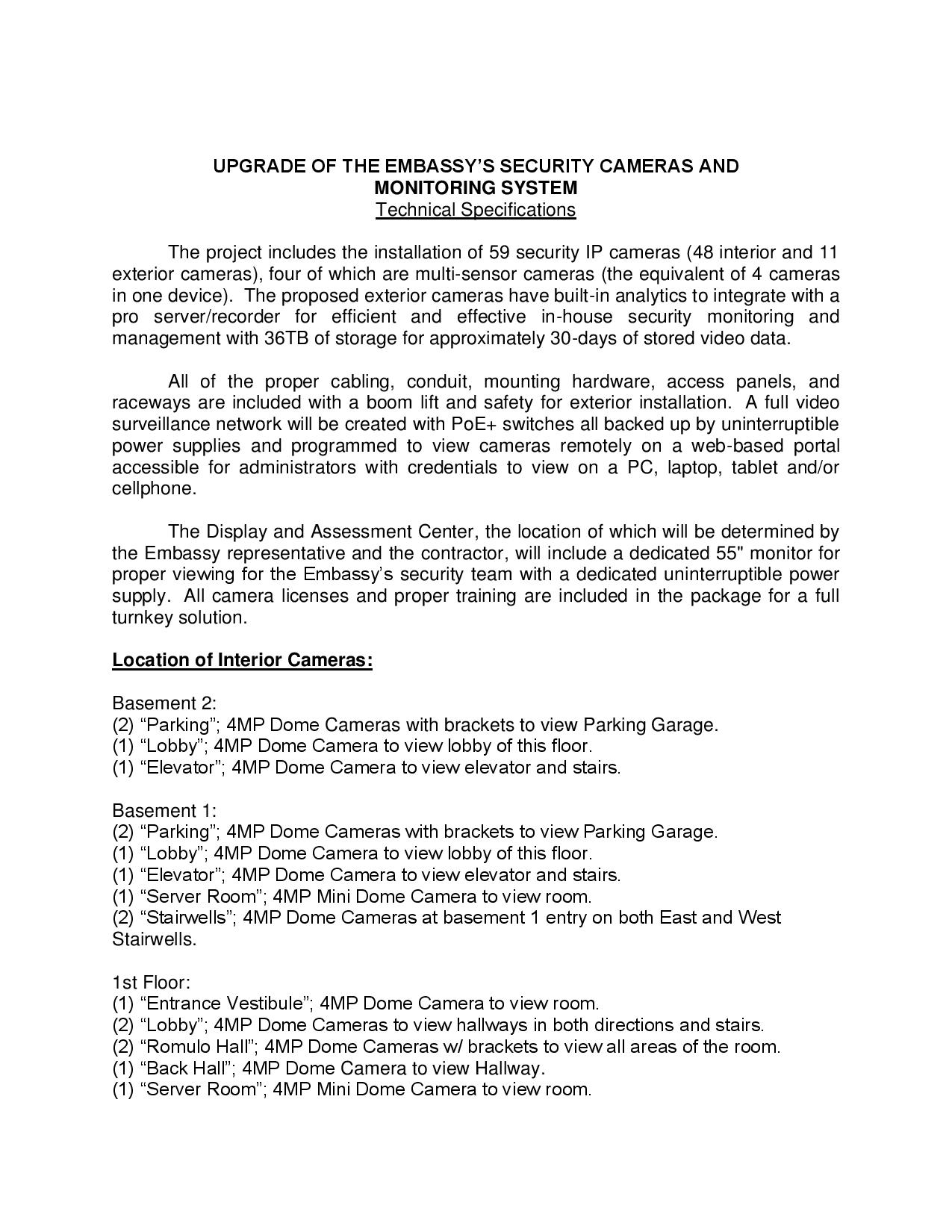 REQUEST FOR QUOTATION: Upgrade of the Embassy's Security Cameras and ...