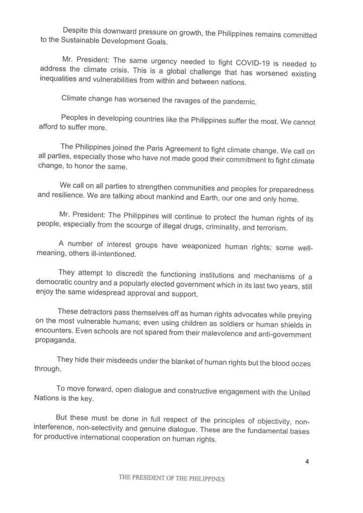 NATIONAL STATEMENT DELIVERED BY PRESIDENT RODRIGO ROA DUTERTE FOR THE ...