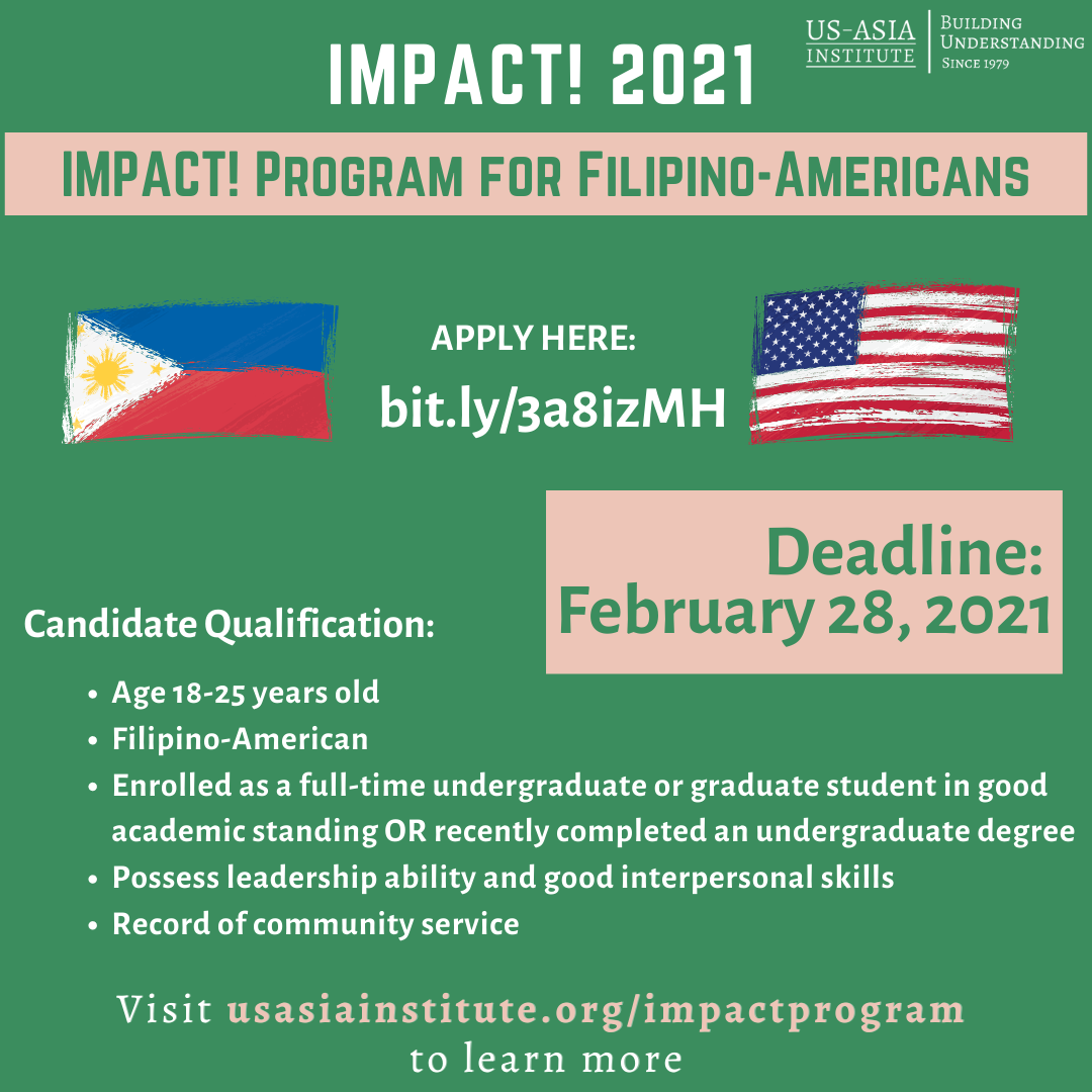 IMPACT! PROGRAM OPENS APPLICATION FOR YOUNG FIL-AMS IN 2021 - Embassy ...
