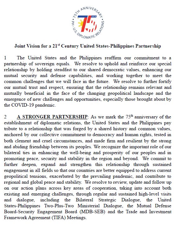 Joint Vision for a 21st Century United States-Philippines Partnership ...