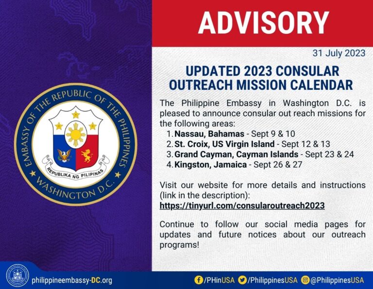 UPDATED 2023 CONSULAR OUTREACH MISSION CALENDAR - Embassy of the ...
