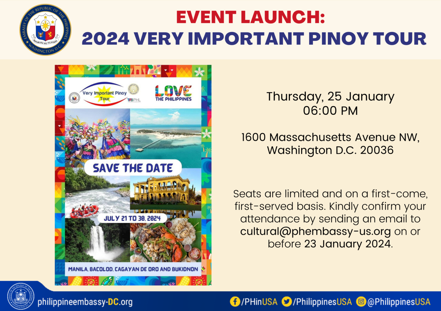 EVENT LAUNCH: 2024 VERY IMPORTANT PINOY (VIP) TOUR - Embassy of the Republic of the Philippines