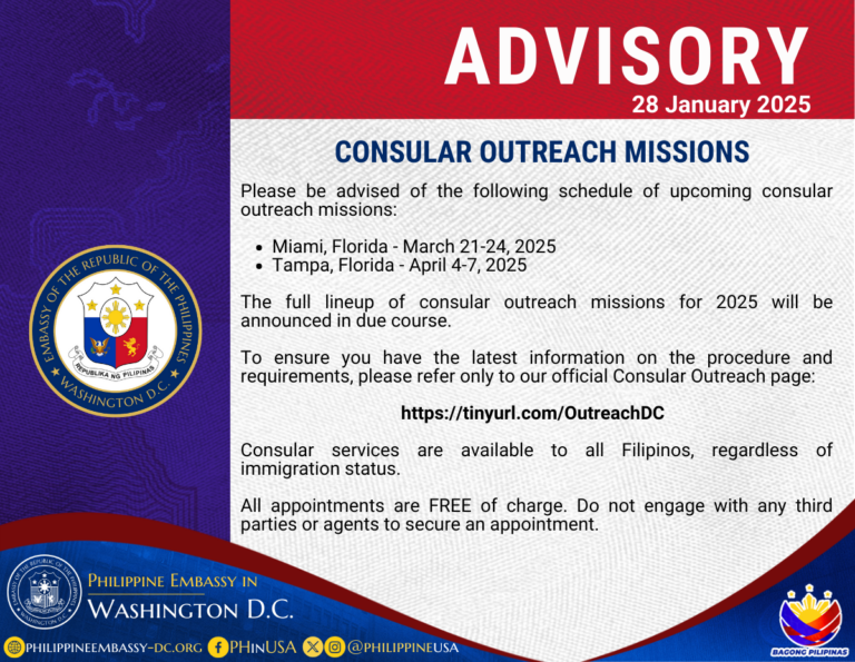 CONSULAR OUTREACH MISSIONS - Embassy of the Republic of the Philippines
