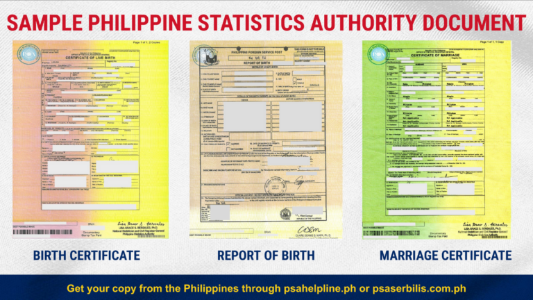 PHILIPPINE STATISTICS AUTHORITY (PSA) CERTIFICATES - Embassy of the ...