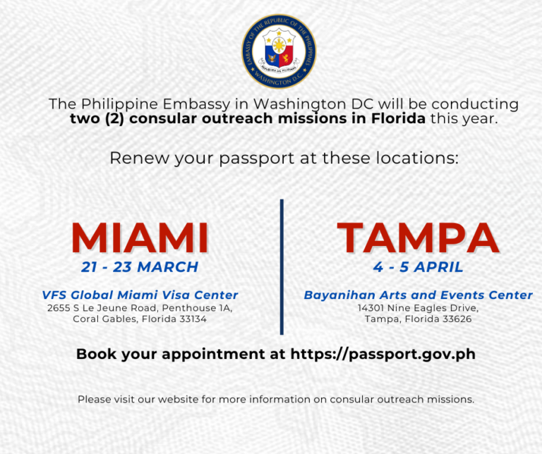 MIAMI & TAMPA PASSPORT APPOINTMENTS STILL AVAILABLE - Embassy of the ...