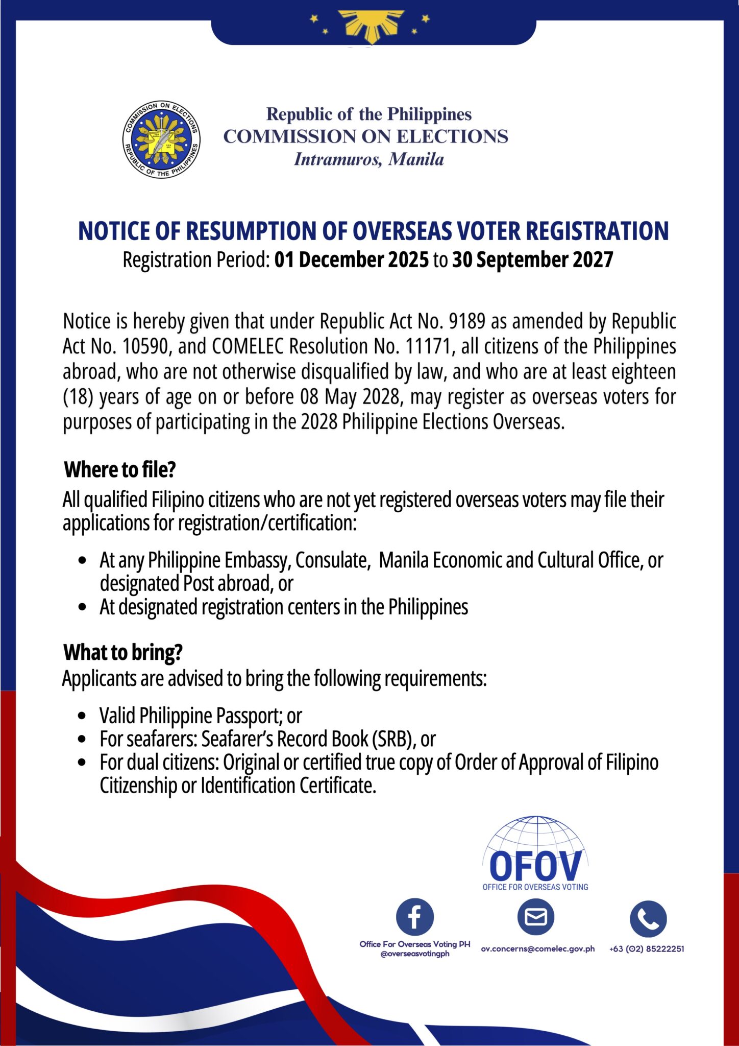 Overseas Voting - Embassy of the Republic of the Philippines