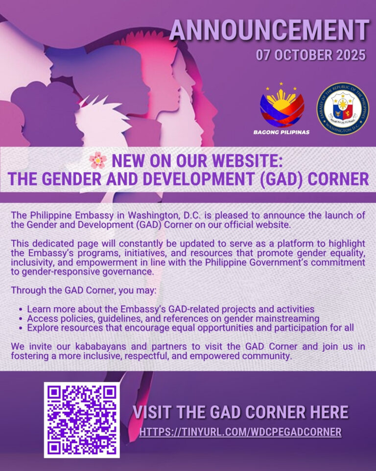 🌸 NEW ON OUR WEBSITE: THE GENDER AND DEVELOPMENT (GAD) CORNER - Embassy ...